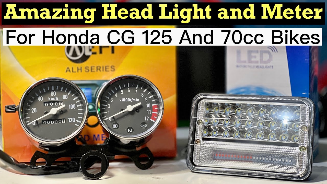 HD HEAD LIGHT WITH FLASHER AND ROUND METER WITH RPM FOR HONDA CG 125 ...