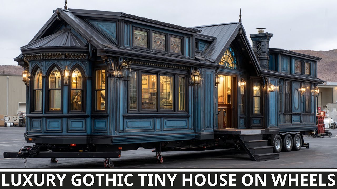 You Won't Believe This GOTHIC Tiny House ON WHEELS | The blend of blue and black - YouTube