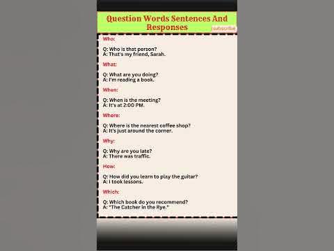 Learn English With Short Question Word Sentences And Responses #english ...