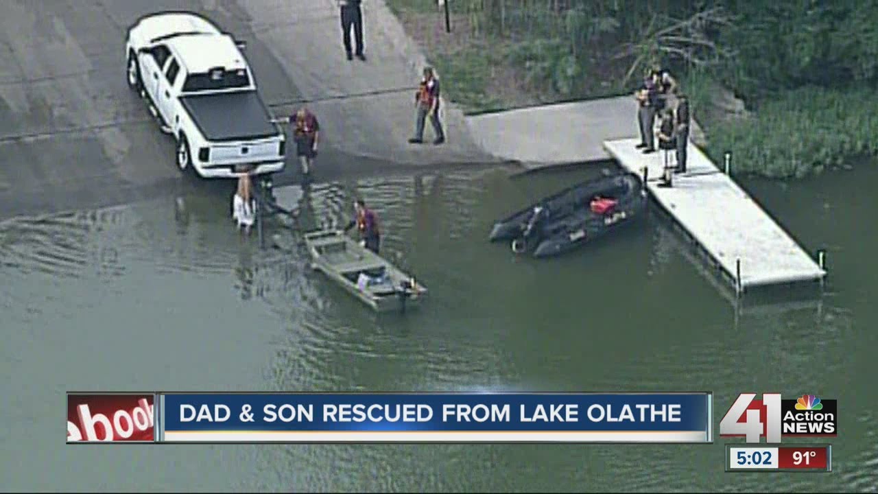 Two-year-old rescued after falling out of boat at Lake Olathe - YouTube