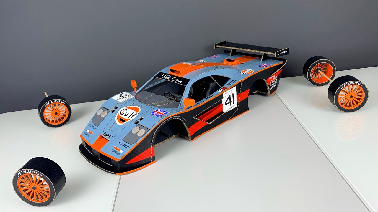 Supercar McLaren F1 GTR from cardboard - YouTube