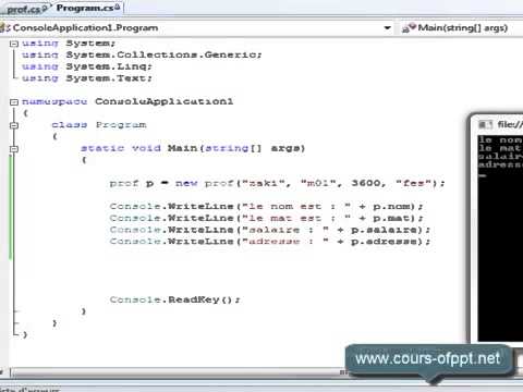 Utilisation de constructeurs C# C Sharp - YouTube