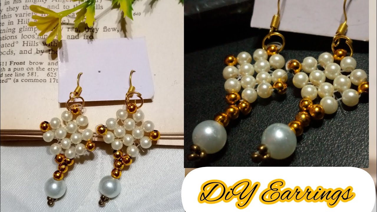 Earrings making at home | pearl earrings| handmade earrings tutorial. - YouTube