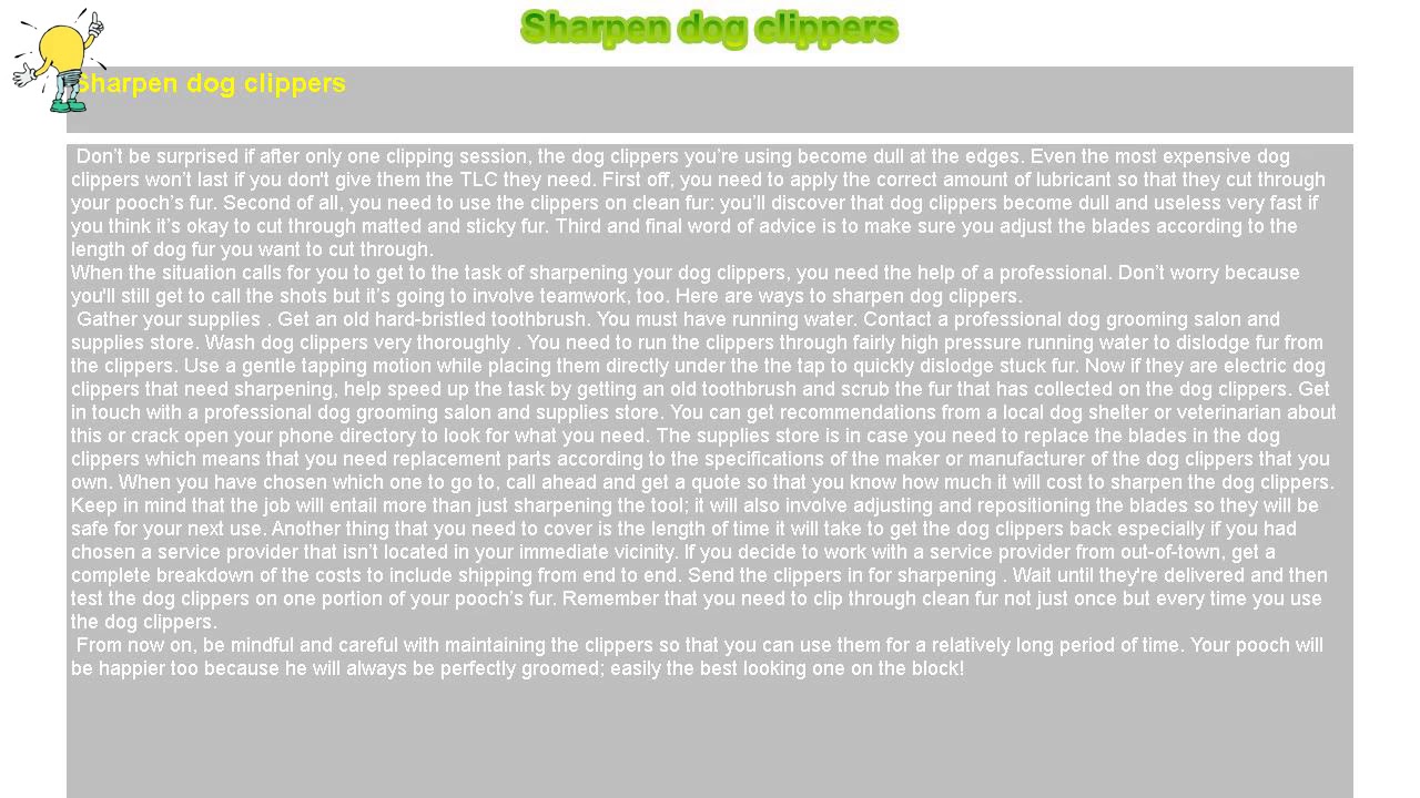 How to : Sharpen dog clippers - YouTube