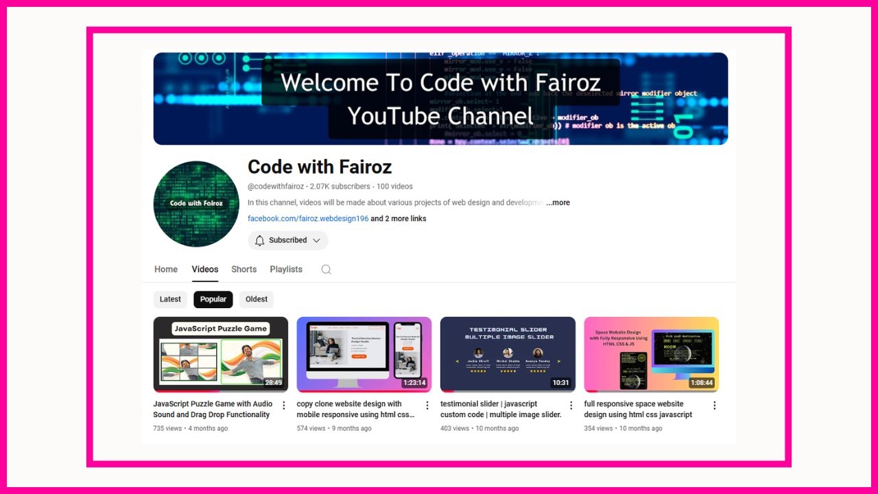 Code with Fairoz YouTube Channel Trailer Video - YouTube