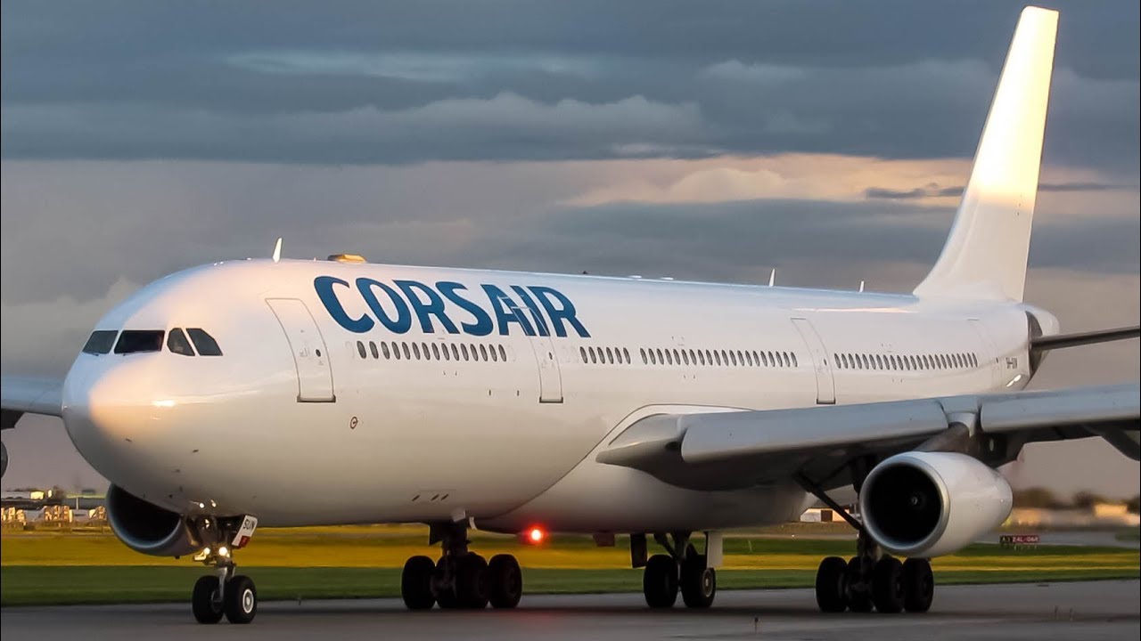 Hi Fly Malta (Corsair) Airbus A340-300 (A343) landing & departing ...