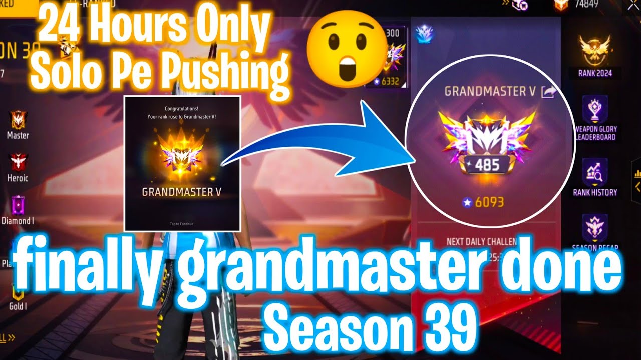 Finally Road To Grandmaster Done | Grandmaster Pushing Top 1 In Solo ...