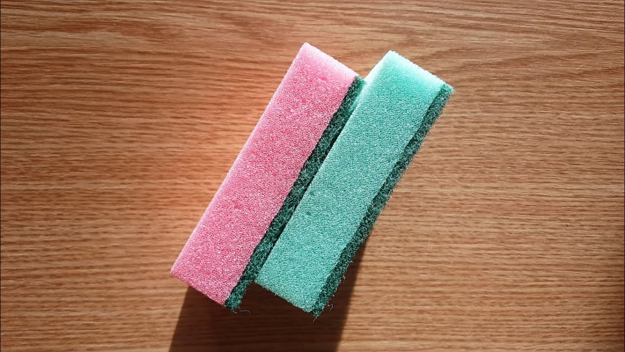 Dry kitchen sponges rubbing, scratching, squeezing & ripping ASMR ...