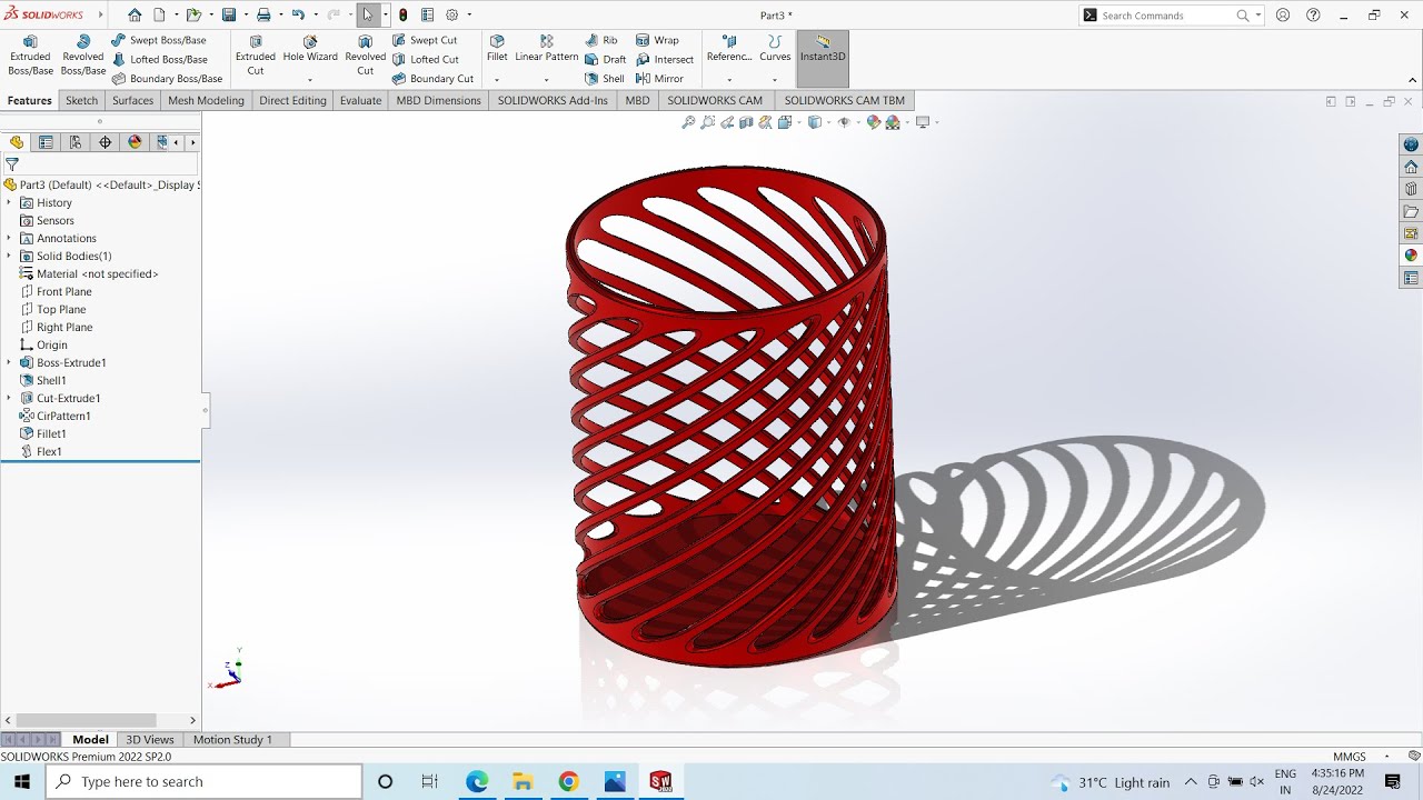 SolidWorks Tutorial | Pen Holder Design - YouTube