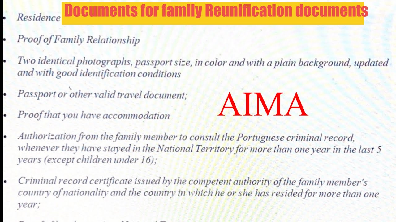 Urgent Documents to take Family Reunification Appointment From AIMA ...