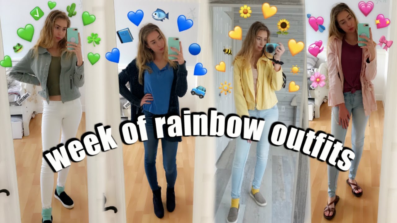 WEARING RAINBOW/ SOLID COLORED OUTFITS FOR A WEEK (CASUAL LOOKBOOK ...