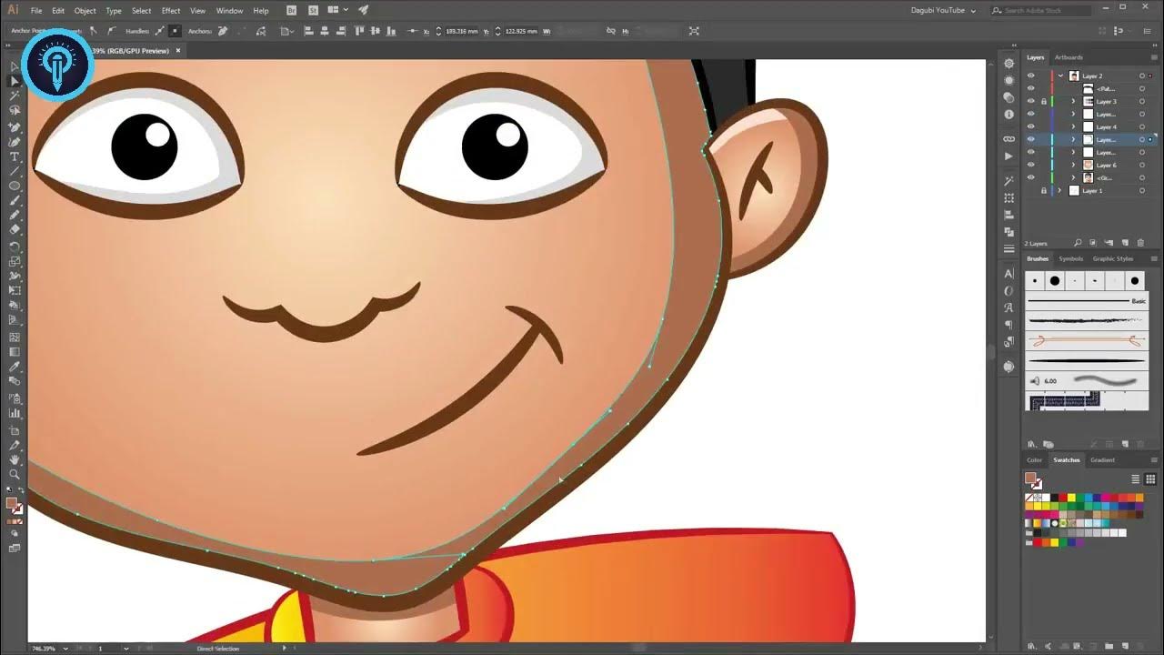 How to Draw a Cartoon Face Adobe Illustrator Drawing Tutorial - YouTube