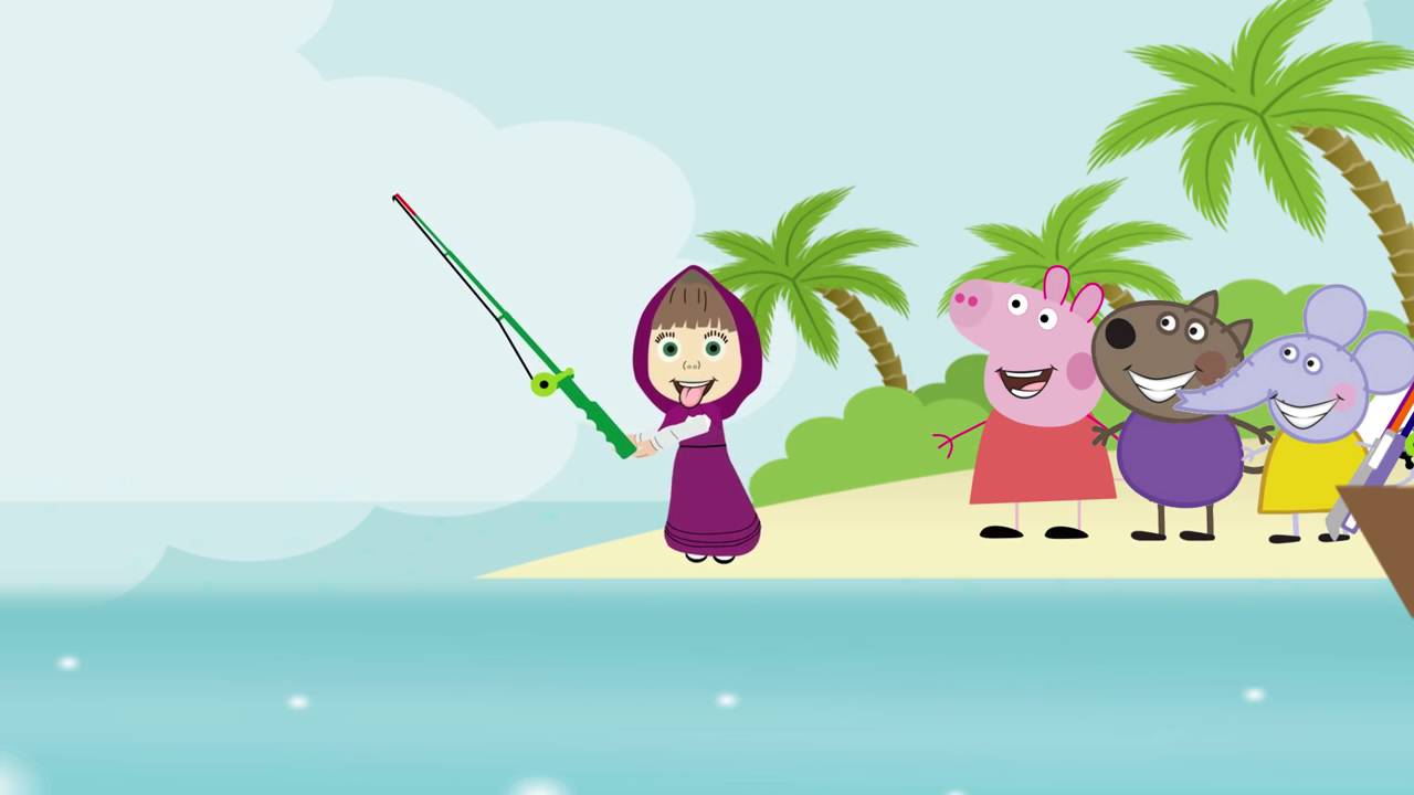 Masha fishing with PJ Masks Catboy Gekko Owlette Cry when see Squid ...