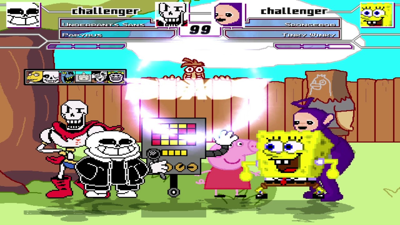 Underpants Sans Papyrus & Mettaton VS Spongebob Peppa Pig & Tinky Winky ...