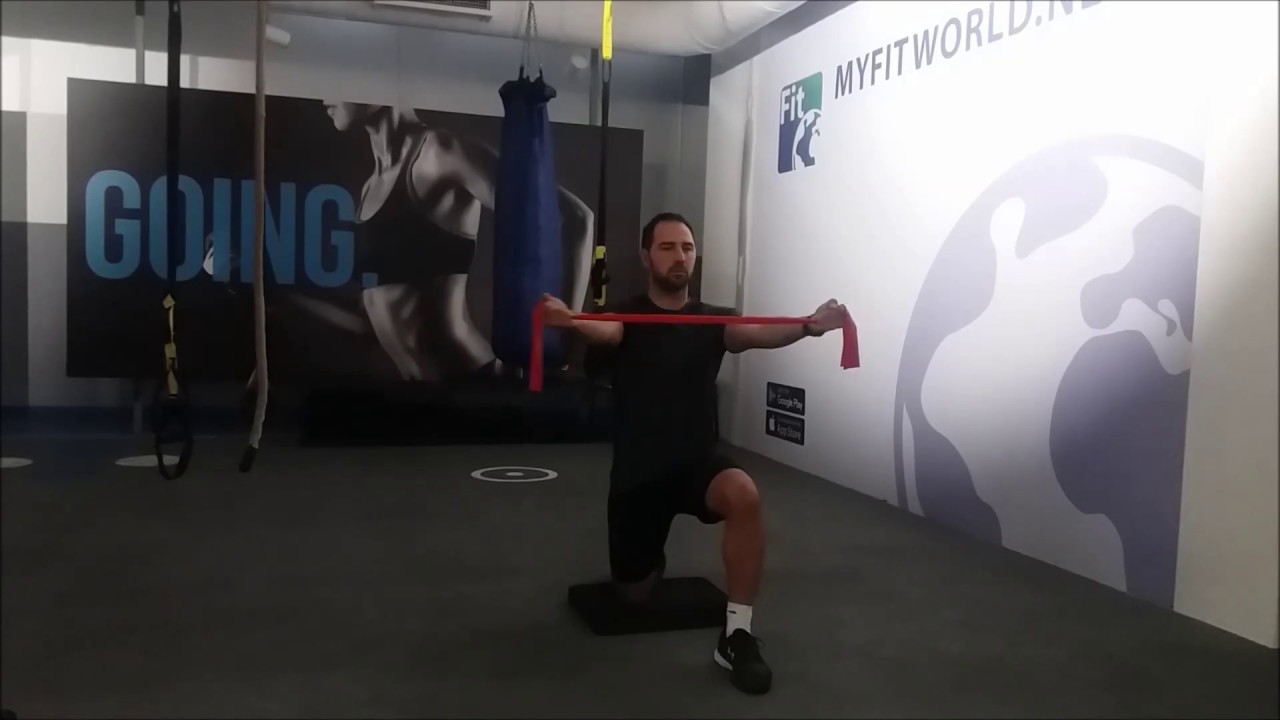 HALF KNEELING CHEST OPENER elastic band - YouTube