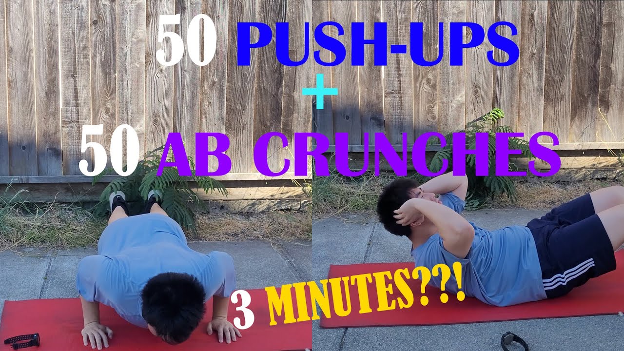 CHALLENGE 20 (COMBO): 50 PUSH-UPS and 50 AB CRUNCHES in 3 MINUTES - YouTube