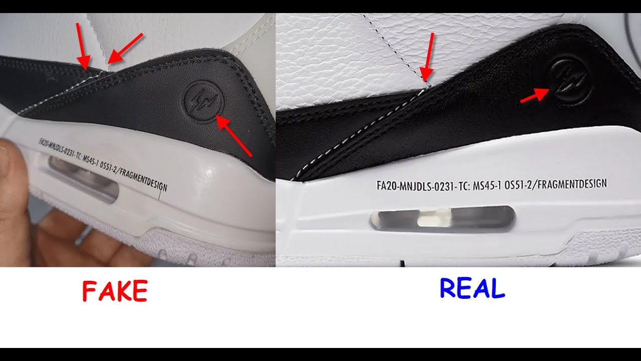 How to spot fake Air Jordan 3 retro. Real vs fake Nike Jordan 3 White ...