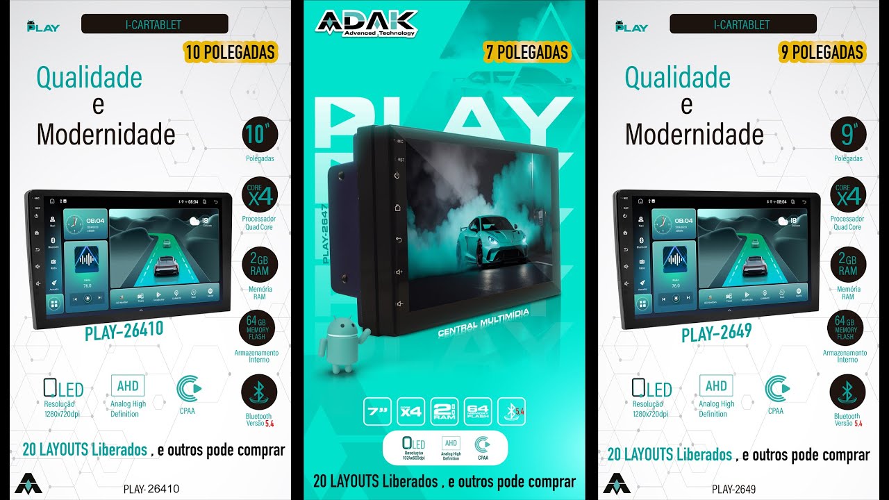 ADAK - Linha : PLAY / PLAY-2647 7” / PLAY-2649 9” / PLAY-26410 10 ...