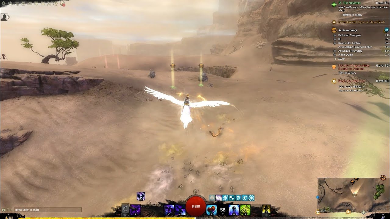 Griffon races around the desert (GW2 flying mount) - YouTube