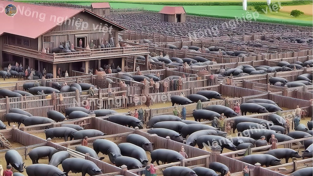 Farm raising millions of super black pigs in Gascon - Black pig farm - YouTube