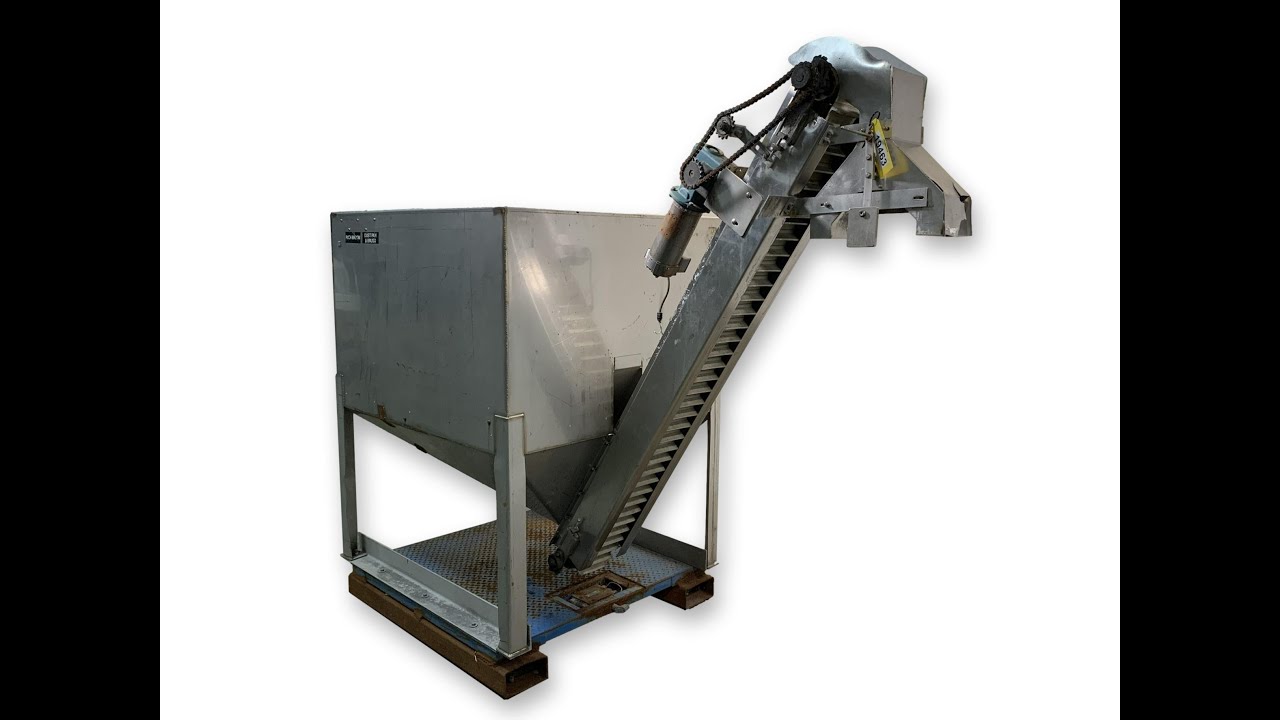 Used 6"W Cleated Off-loading Belt Conveyor with Stainless Steel Surge ...