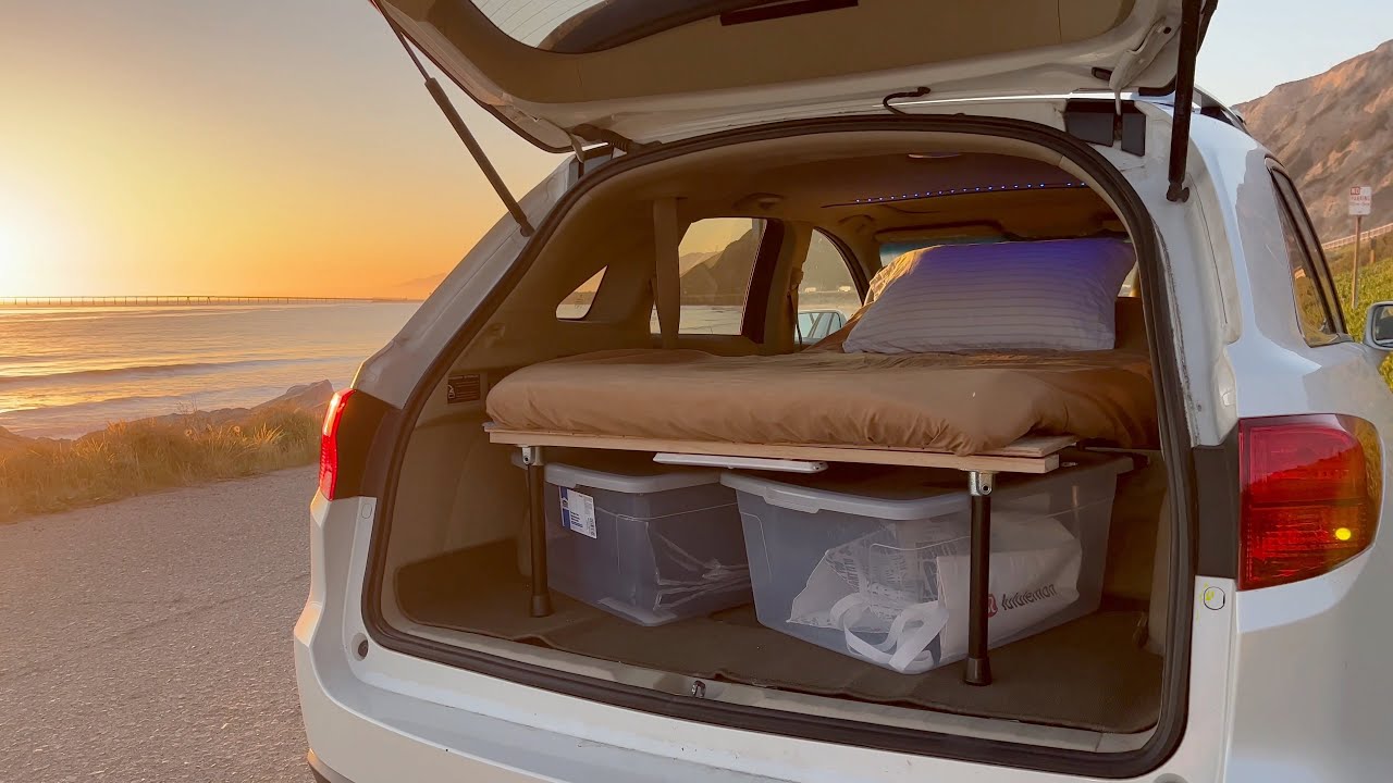 A Simple Sleeping Platform in a Mini-SUV (Solo Traveler) - YouTube