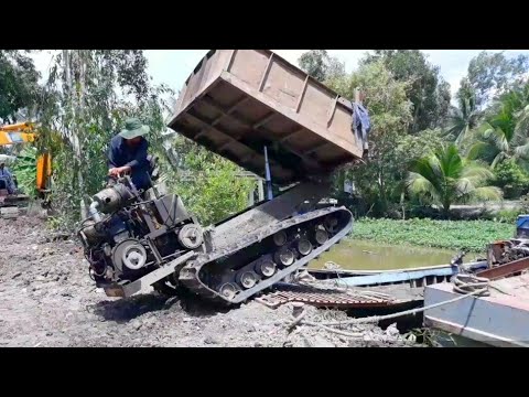 CẬN CẢNH XE CUỐC KUBE XE BEN XUỐNG PHÀ HÓT TIM KHỦNG QUÁ cần cẩu xáng ...