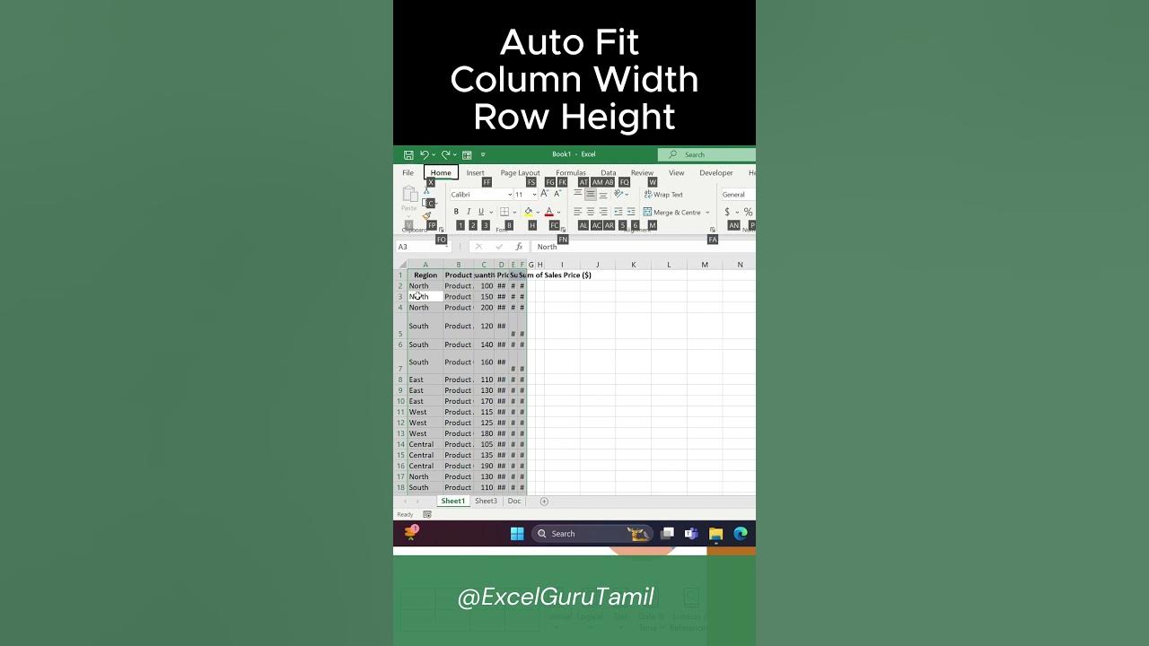 Excel Shortcut: Autofit Column Width and Row Height! 📏 - YouTube