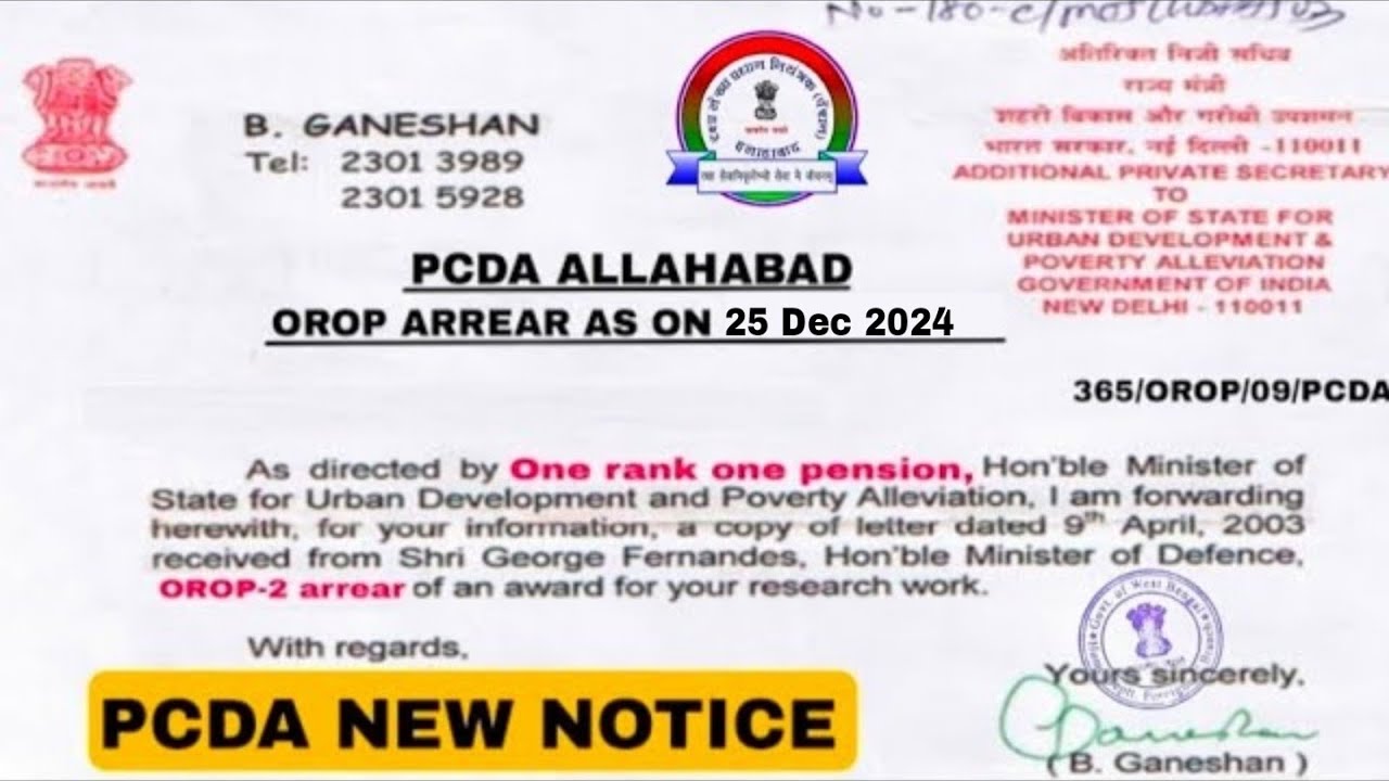 खुशखबरी, OROP-3 पर PCDA और MoD का तोहफा DA/DR | OROP-3 ARREAR जारी! Equal MSP & 8th CPC - YouTube