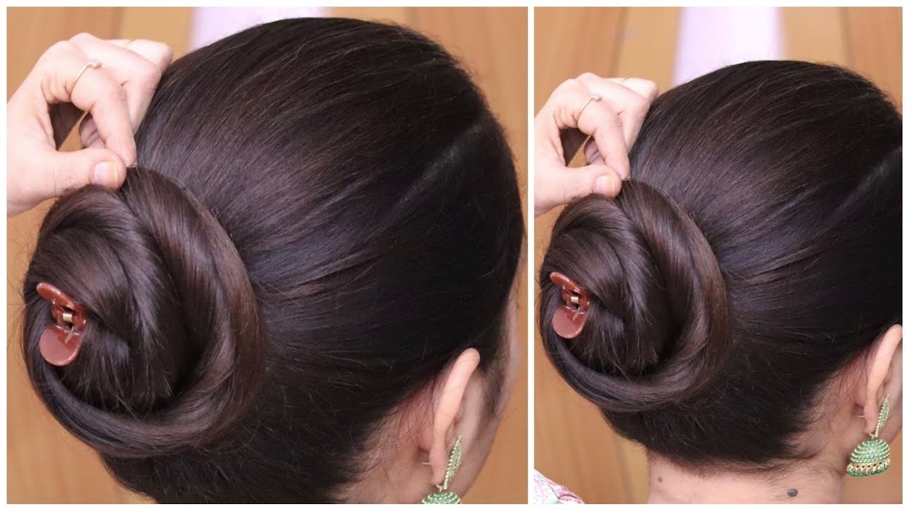 Easy Small Clutcher Hairstyle By Self For Long Medium Hair | Easy Juda ...