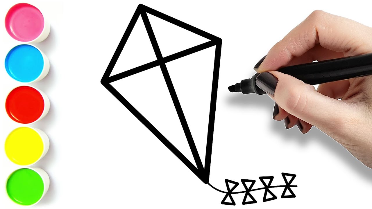 HOW TO DRAW A KITE - Step by step easy drawings for beginners - YouTube