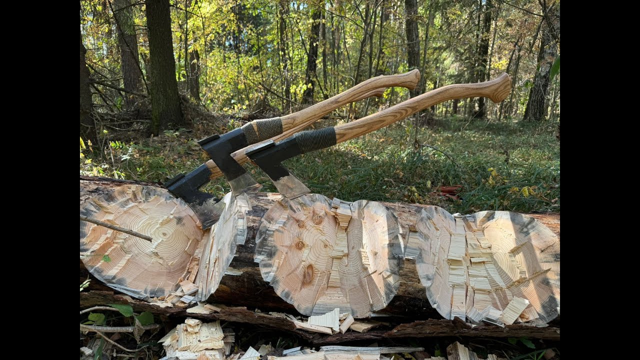 Рубка сосны финскими топорами Billnas 12.1, Billnas 6 и Billnas Bruk 7 ...