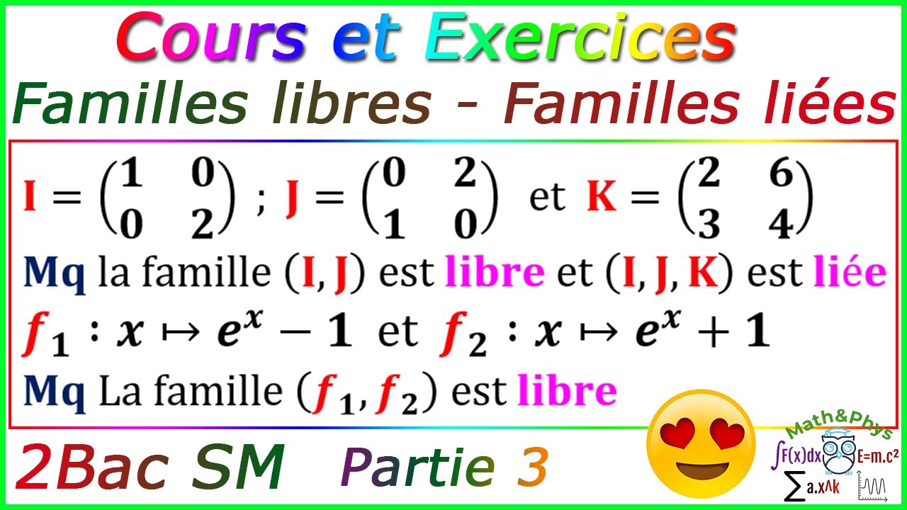 Les Espaces Vectoriels - Familles libres - Familles liées - 2 Bac SM ...