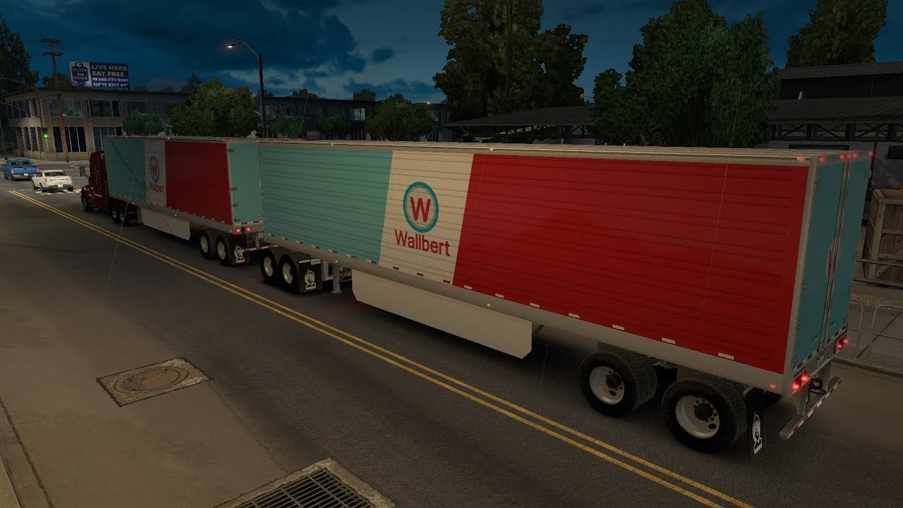 American Truck Simulator - LONG Double Trailer Mod - YouTube