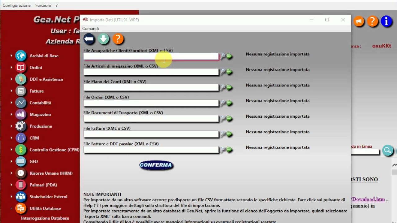 Gea.Net Pro : Importazione Dati - YouTube