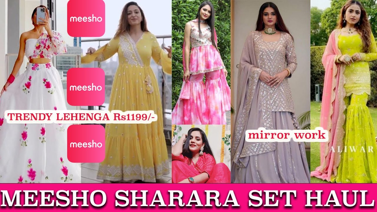 Meesho Sharara Set Haul || Long Gown Haul || Meesho Trendy Lehenga Haul ...