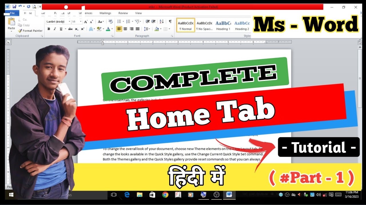 Microsoft Word Complete Home Tab Tutorial | In Hindi | Part -1 | Mkc Knowledge Point - YouTube