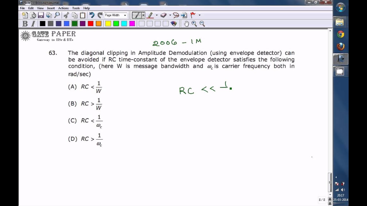 GATE 2006 ECE Envelope Detector of Amplitude Modulation AM system - YouTube