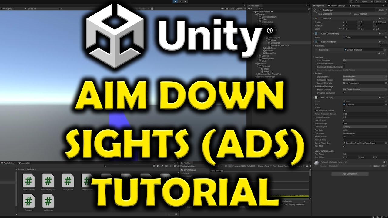 Unity FPS Aim Down Sights Tutorial | Full FPS Gun Game - Part 4 - YouTube