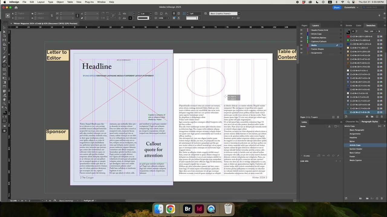 InDesign 4 of 8: placeholder frames and wrapping text - YouTube