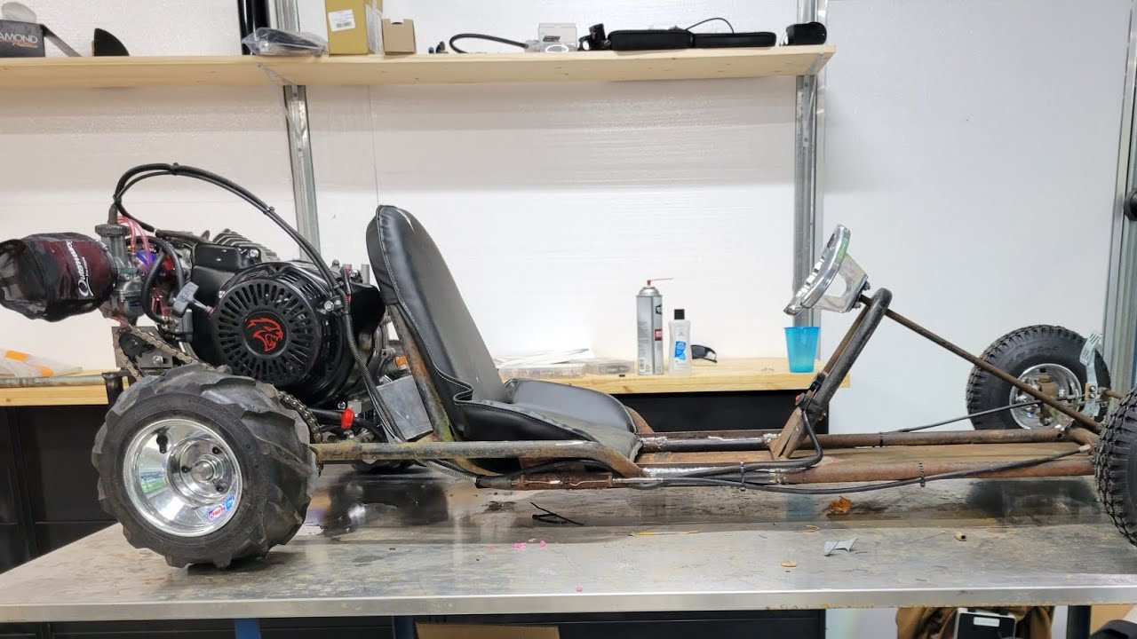 Building a junkyard gokart with a 40+hp 489cc big block engine - YouTube