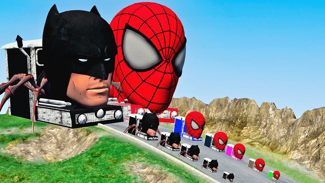 Big & Small Batman Train vs Choo-Choo Spider-Man Train vs DOWN OF DEATH ...