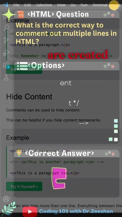 Html Quiz 07 Correct Way To Comment Multiple Lines In Html Htmltutorial Htmlcss Shorts