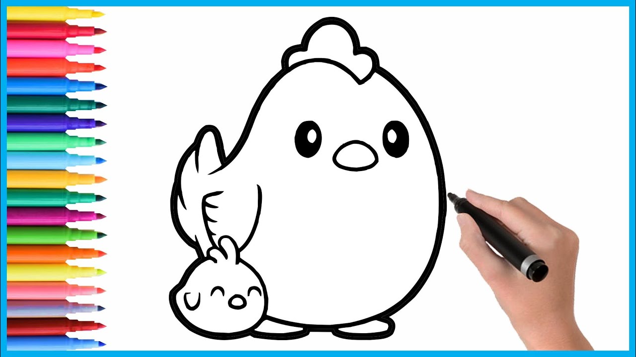 How to Draw a Cute 🐥Chicken for Kids & Toddler | Easy Step by Step ...