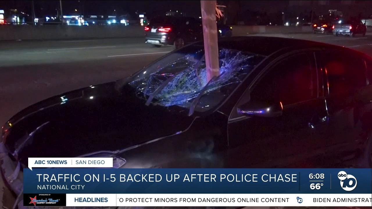 Pole crashes through car's windshield during National City police chase ...