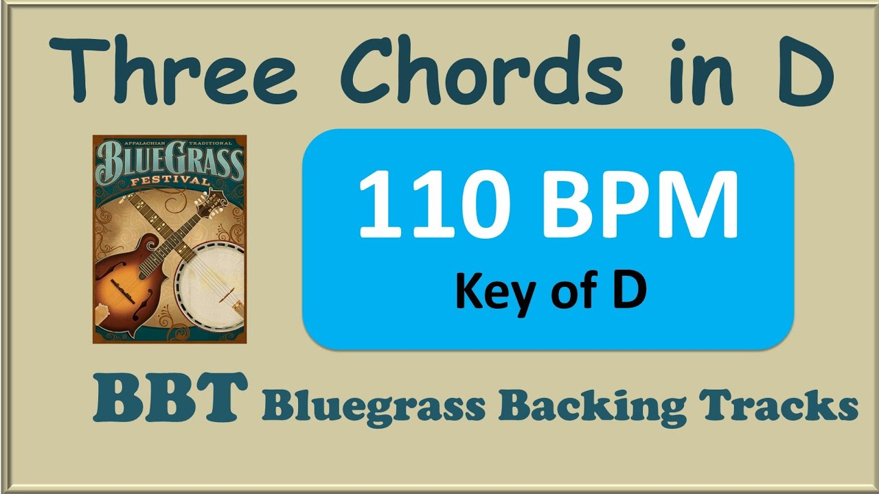 3 Chord Bluegrass Progression in D backing track 110 BPM - YouTube