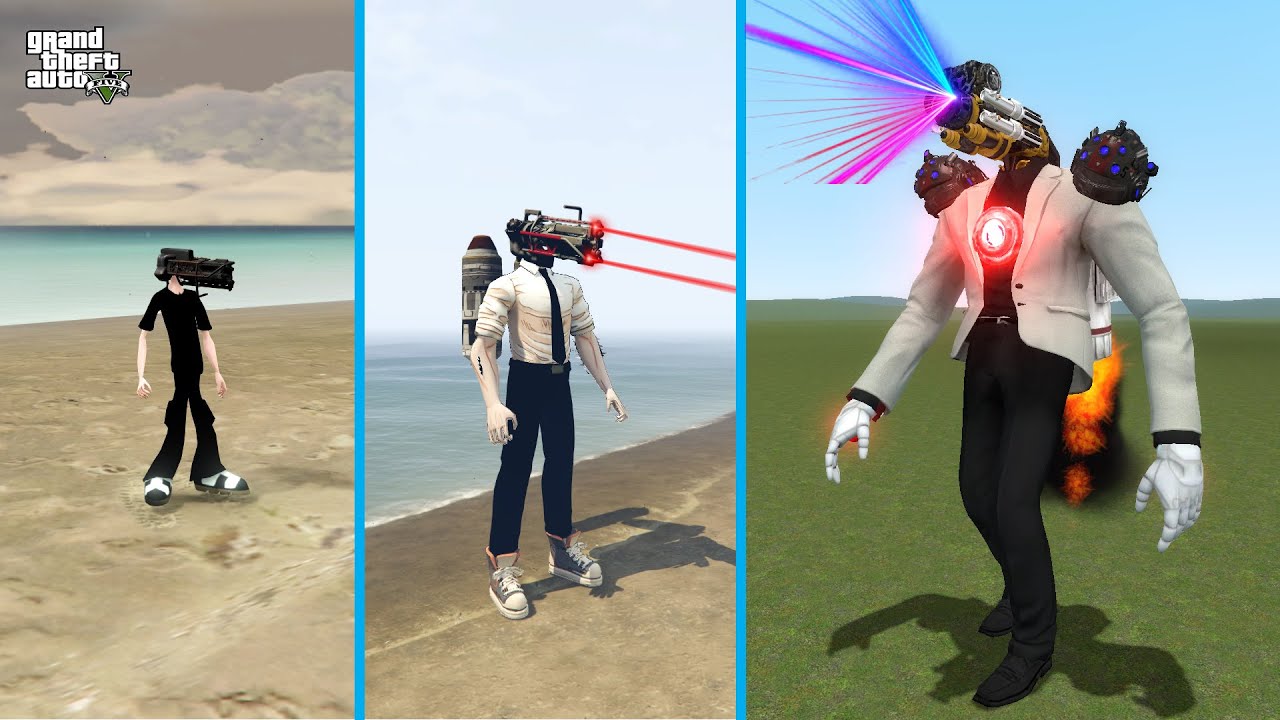 GTA 5 - Thời trẻ trâu của Titan Laser man - Kẻ đánh bại Titan Speaker ...