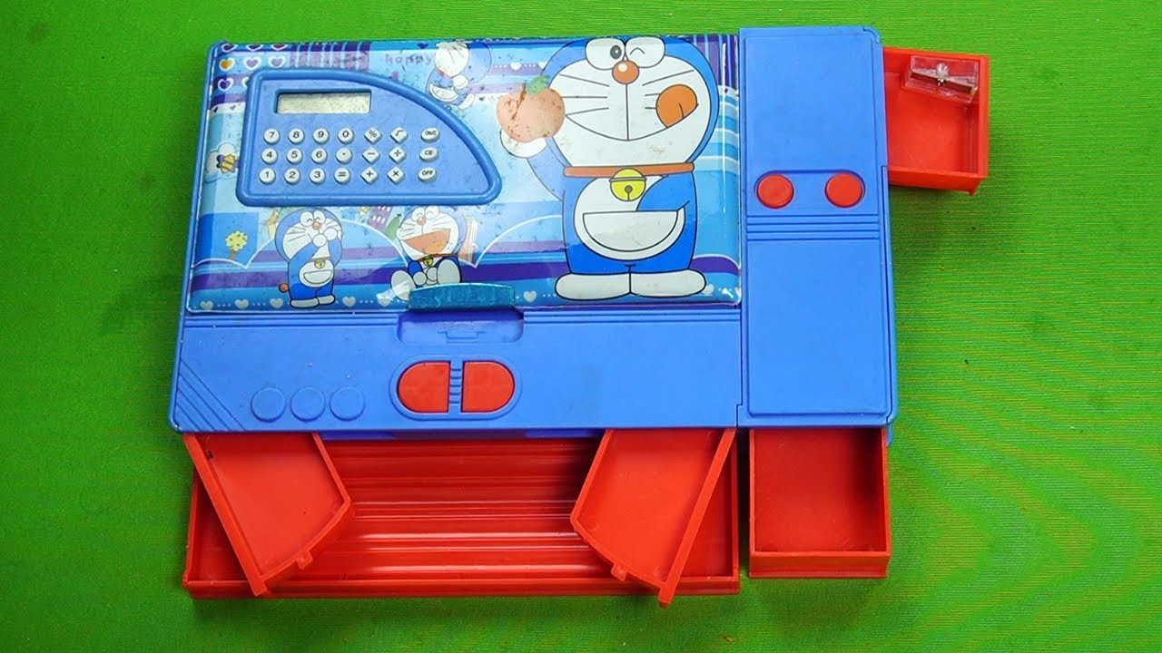 Big Doraemon Jumbo Pencil Box With Calculator - YouTube