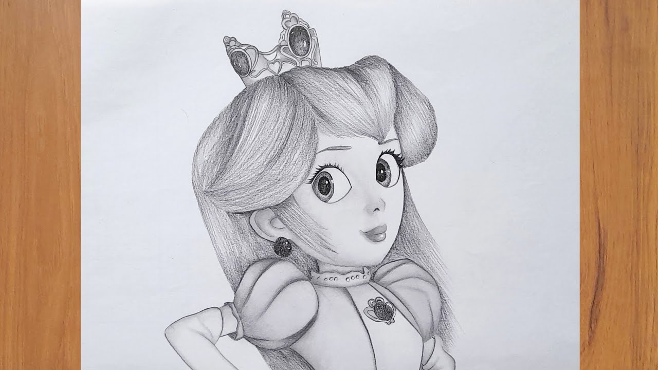 Princess Peach drawing:How to draw Princess Peach from mario easy - YouTube