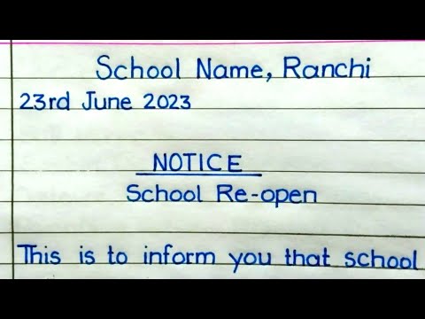 Notice Writing ll Notice On School Reopen in English ll School Reopen ...